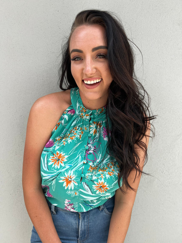 Prevernal Green High Neck Top – Blossom Studio